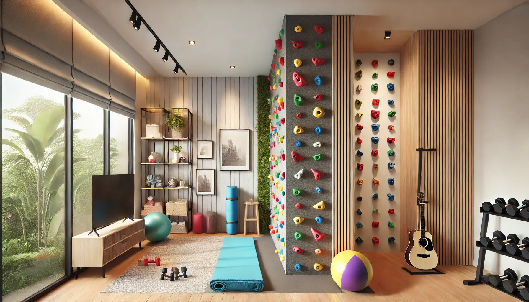 The Perfect Climbing Wall Setup for a Multi-Purpose Room - LEDGE Climbing